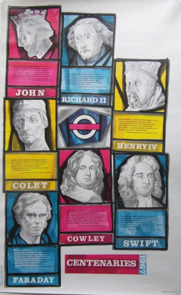 Original 1967 London Underground Poster 'Centenaries' - Iconic Poster Art