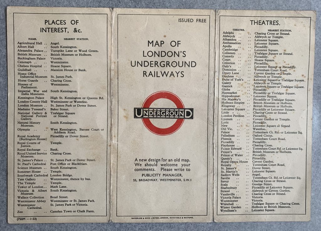 Rare Original 1933 First Edition 750M 1-33 Harry Beck London ...